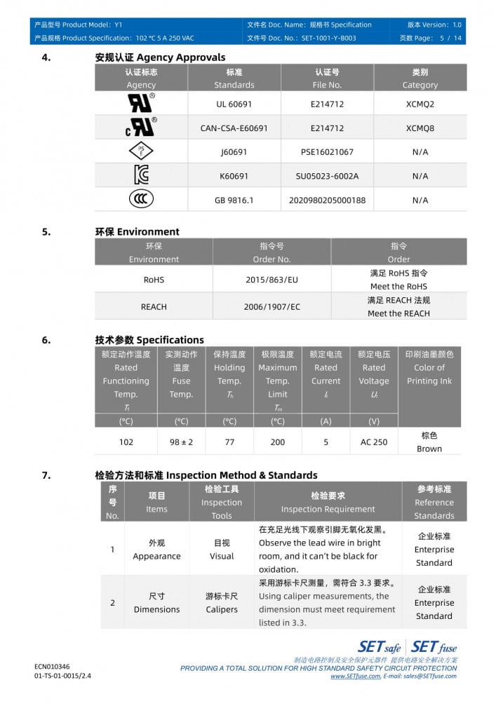 Y1 datasheet page 5