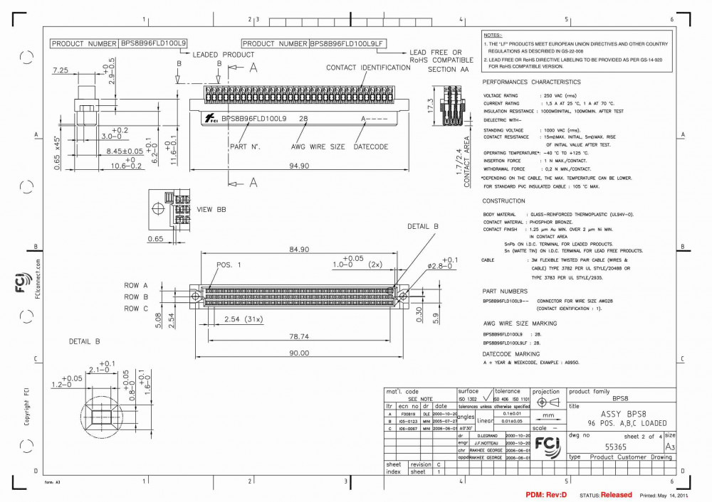BPS8B96FLD200E9LF technical drawing page 2
