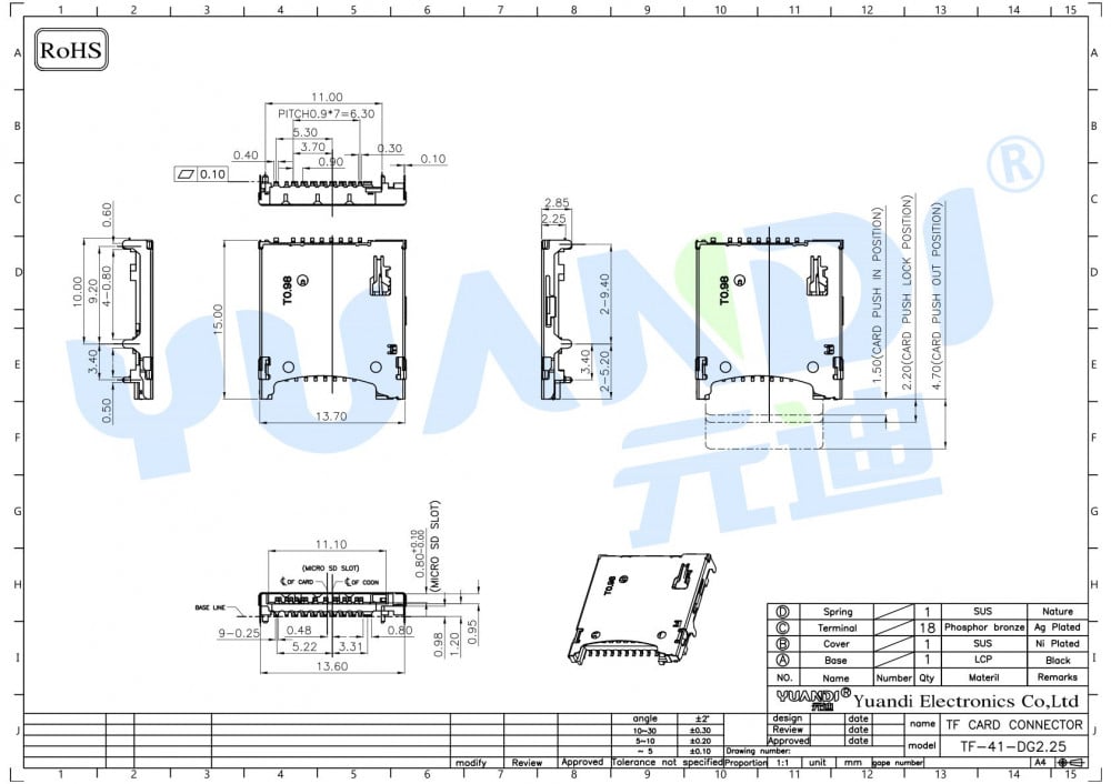 Yuandi TF-41-DG2.25 technical drawing page 1