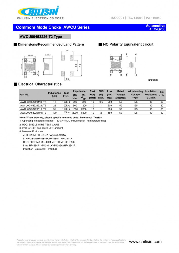 Chilisin AWCU series datasheet page 10
