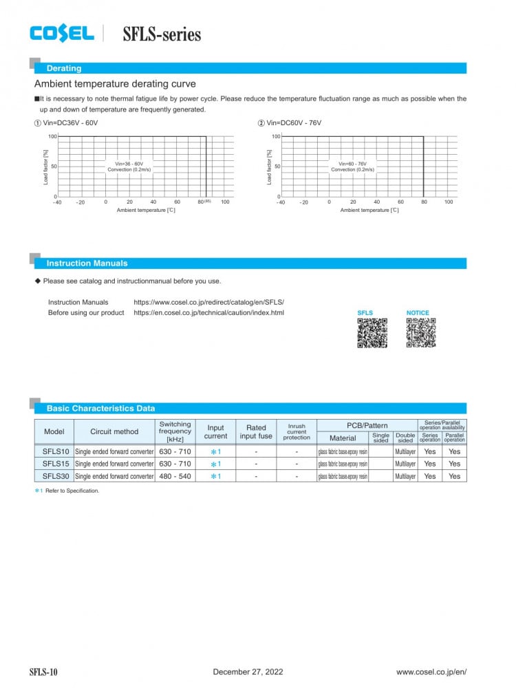 Cosel SFLS series datasheet page 10