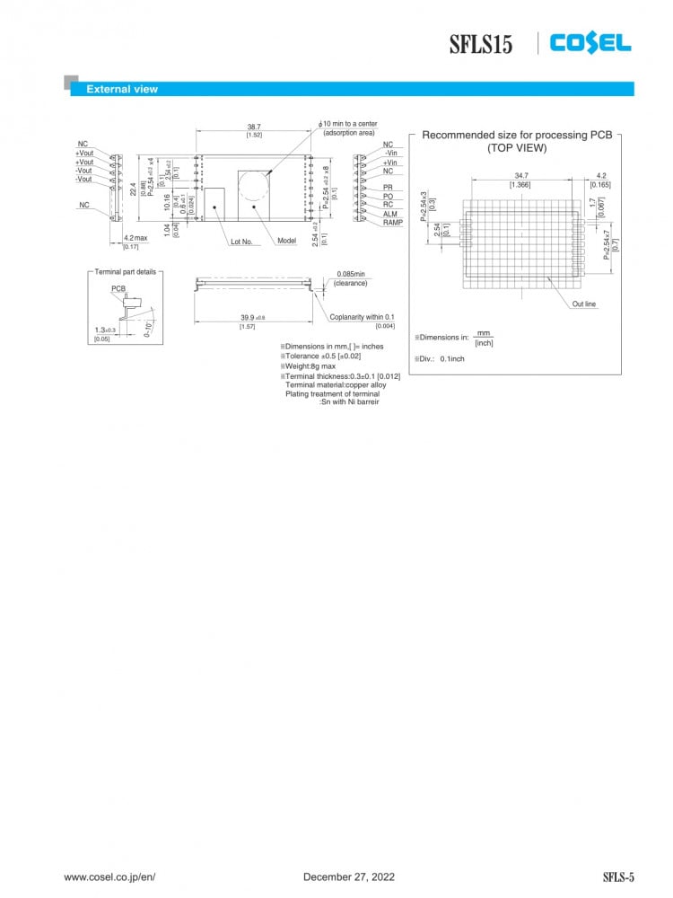 Cosel SFLS series datasheet page 5