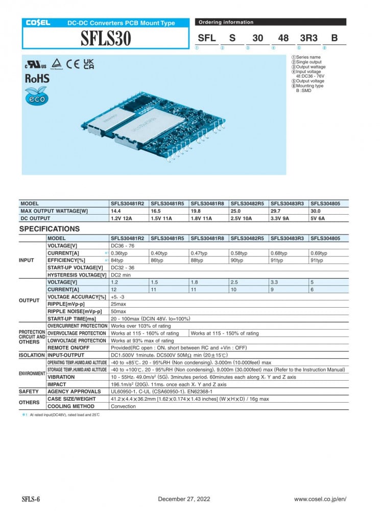 Cosel SFLS series datasheet page 6