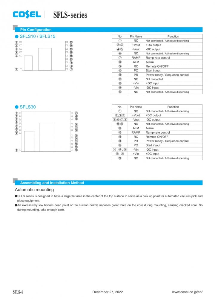 Cosel SFLS series datasheet page 8