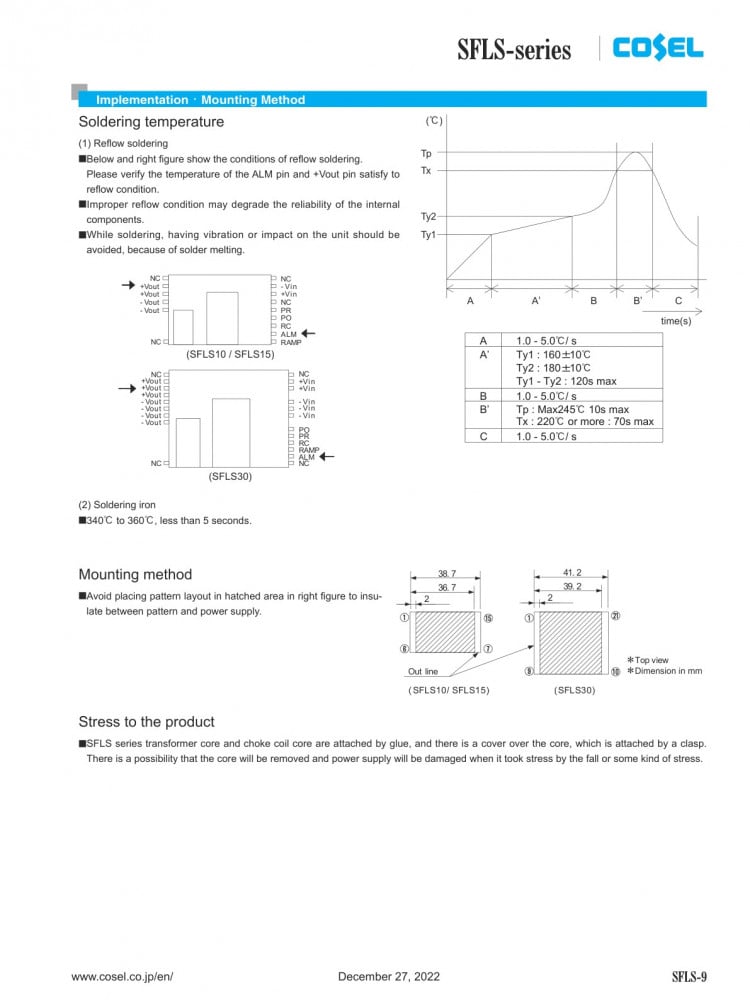 Cosel SFLS series datasheet page 9