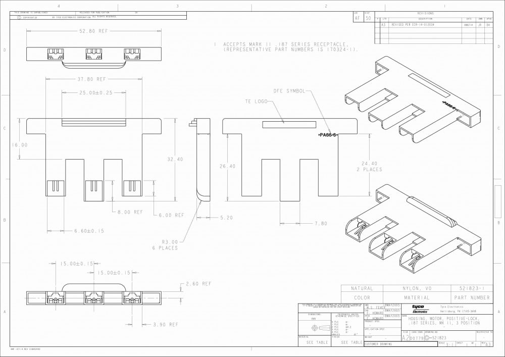 TE Connectivity 521823-1 technical document preview