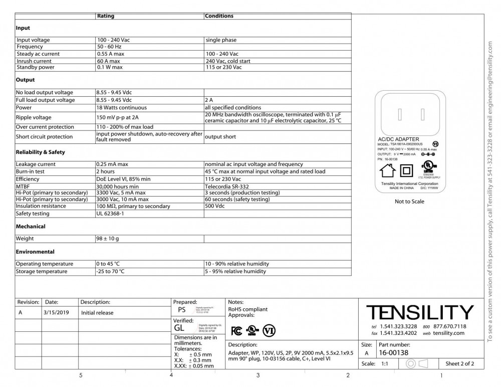 Tensility 16-00138 product specification, page 2