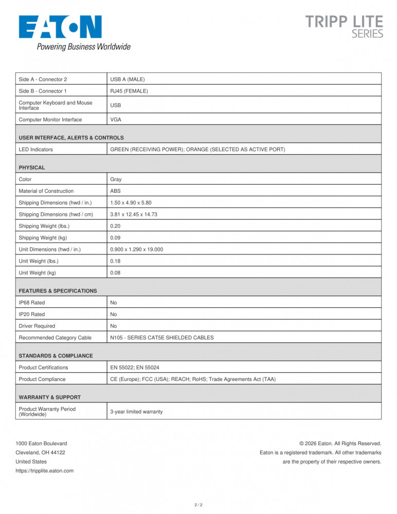 B078-101-USB-1 product document image, page 2