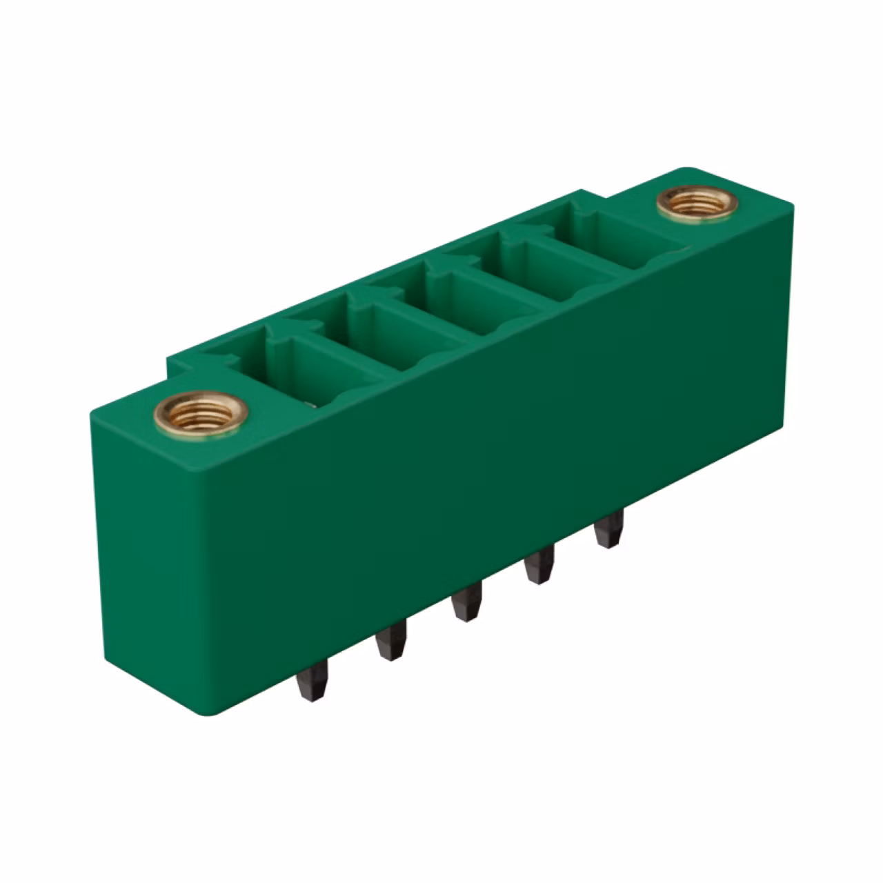 3.81mm Pitch Eurostyle Vertical PCB Header, with Threaded Retention Inserts, Green Housing, 5 Circuits for sale