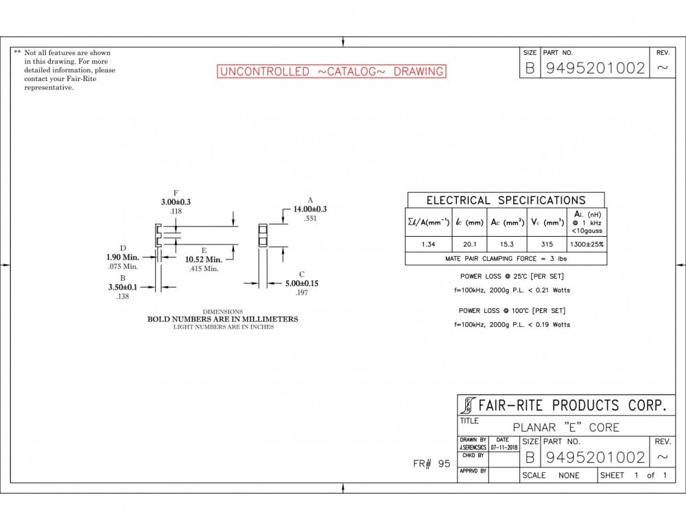 Fair-Rite 9495201002 technical document preview