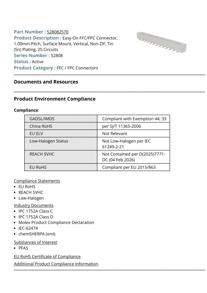 MOLEX 528082570 document page 1