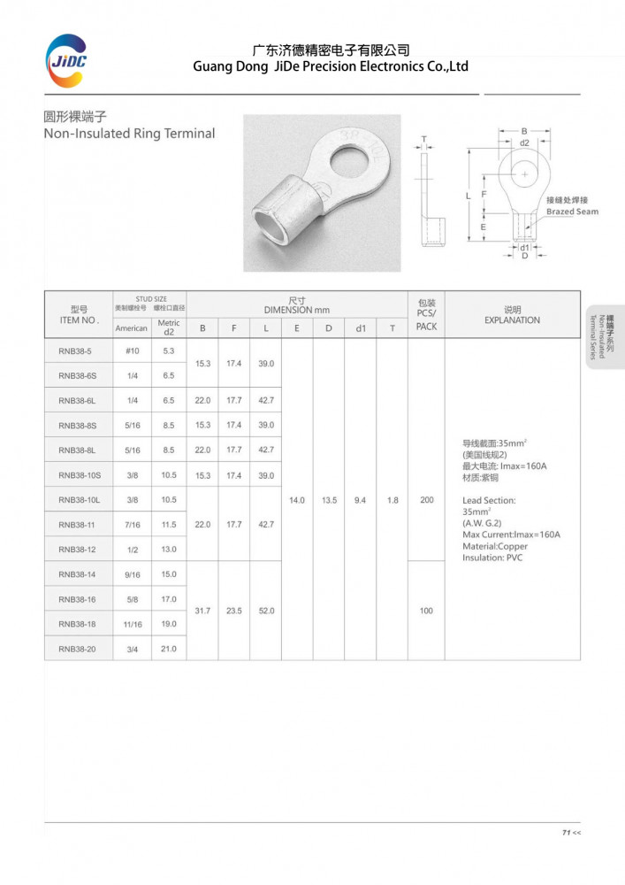 JIDC non-insulated ring terminal document page 7