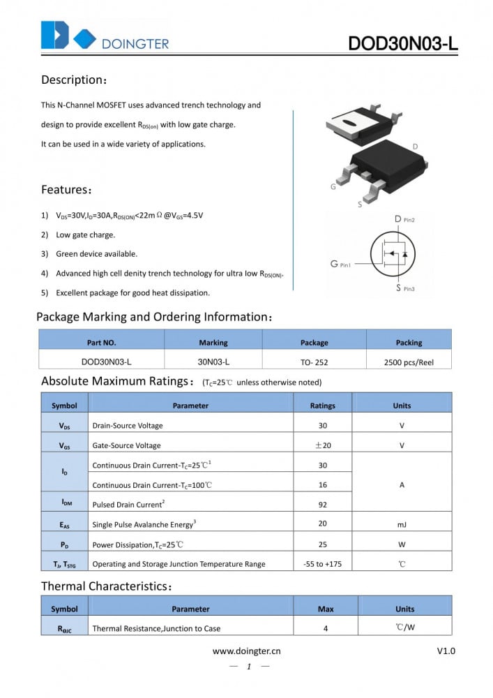 DOD30N03-L datasheet page 1