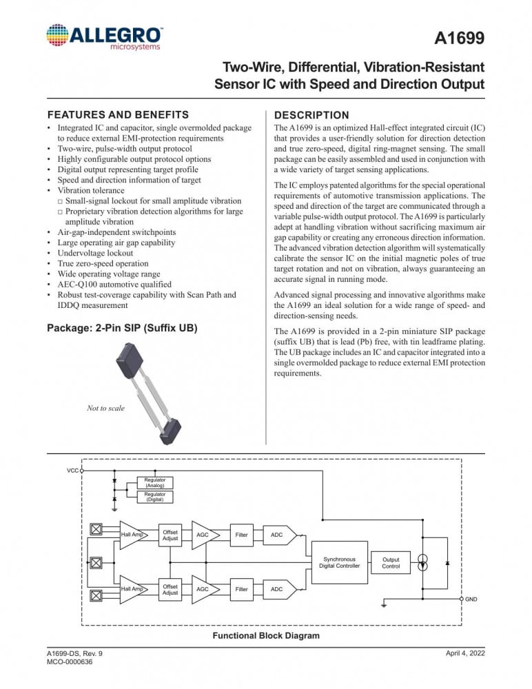 A1699 datasheet page 1