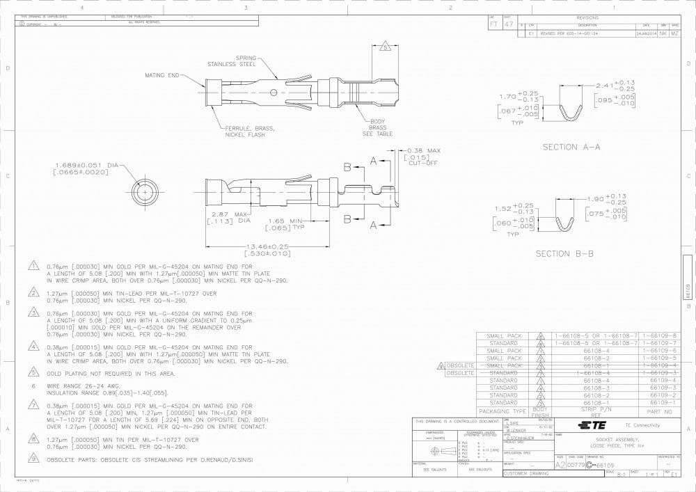 TE Connectivity 66109-3 controlled drawing preview
