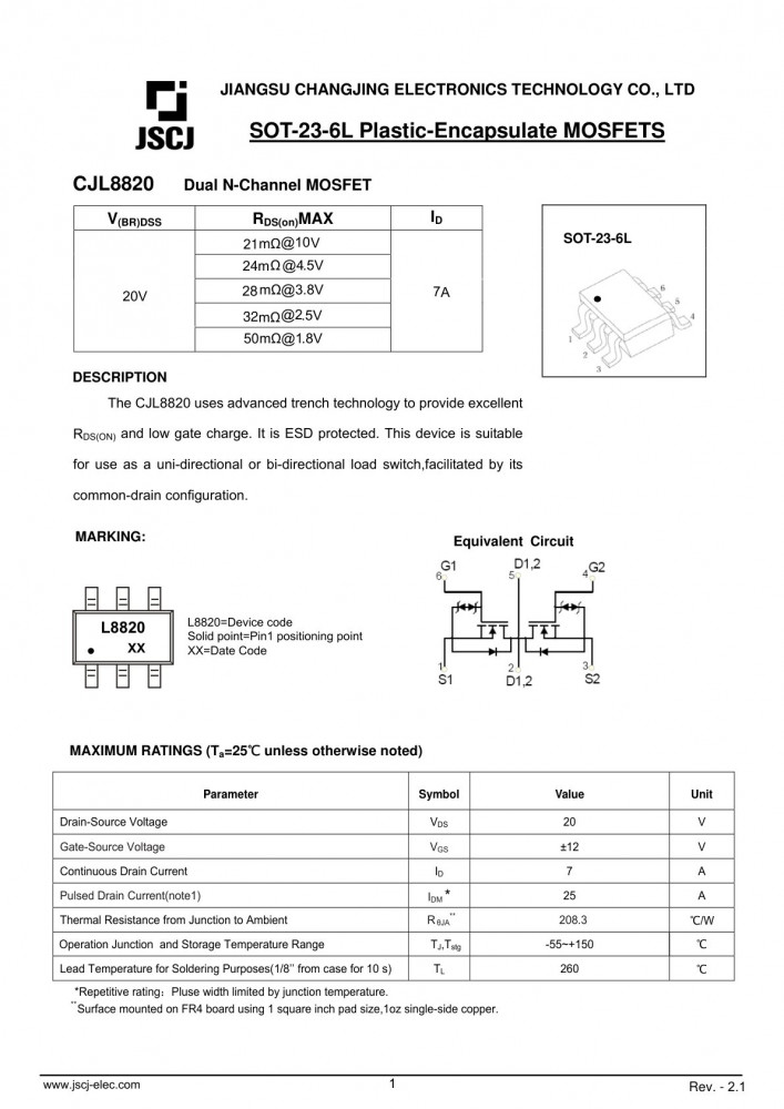 CJL8820 datasheet page 1