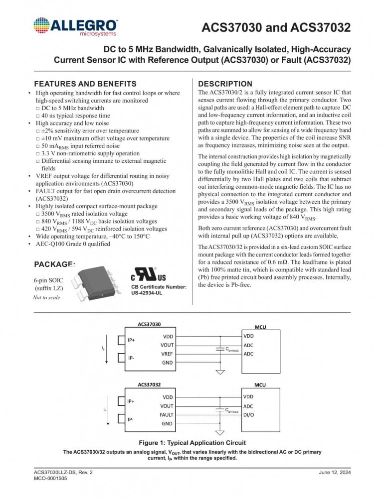 ACS37032 datasheet page 1