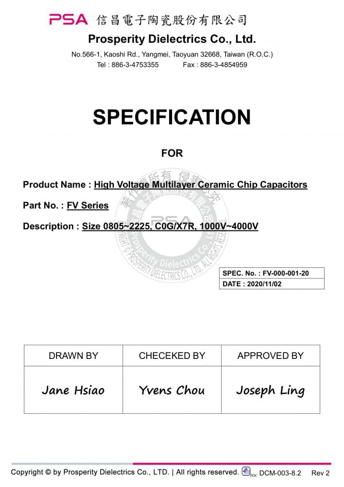 PSA FV Series datasheet page 2