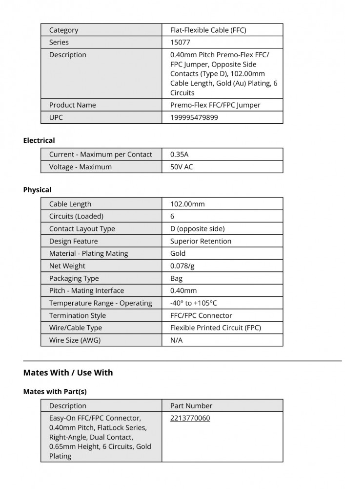MOLEX product specification page 2