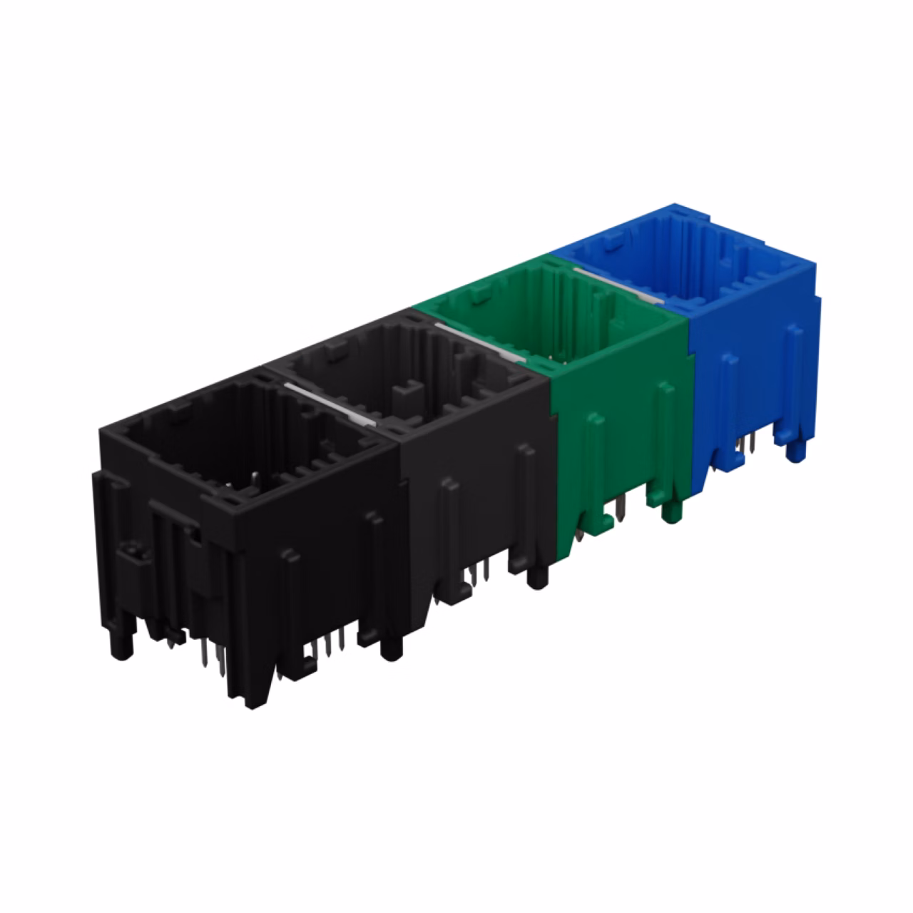 stAK50h 4 Bay Vertical Hybrid Header, 117 Circuits, Bay 1: 32 Circuits/Key 1/Black; Bay 2: 28 Circuits/Key 1/Dark Gray; Bay 3: 25 Circuits/Key 1/Green; Bay 4: 32 Circuits/Key 2/Blue; Tray for sale