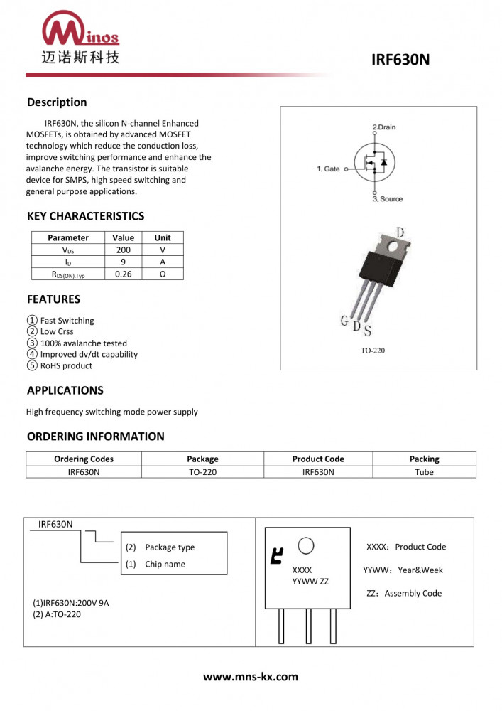 IRF630N datasheet page 1