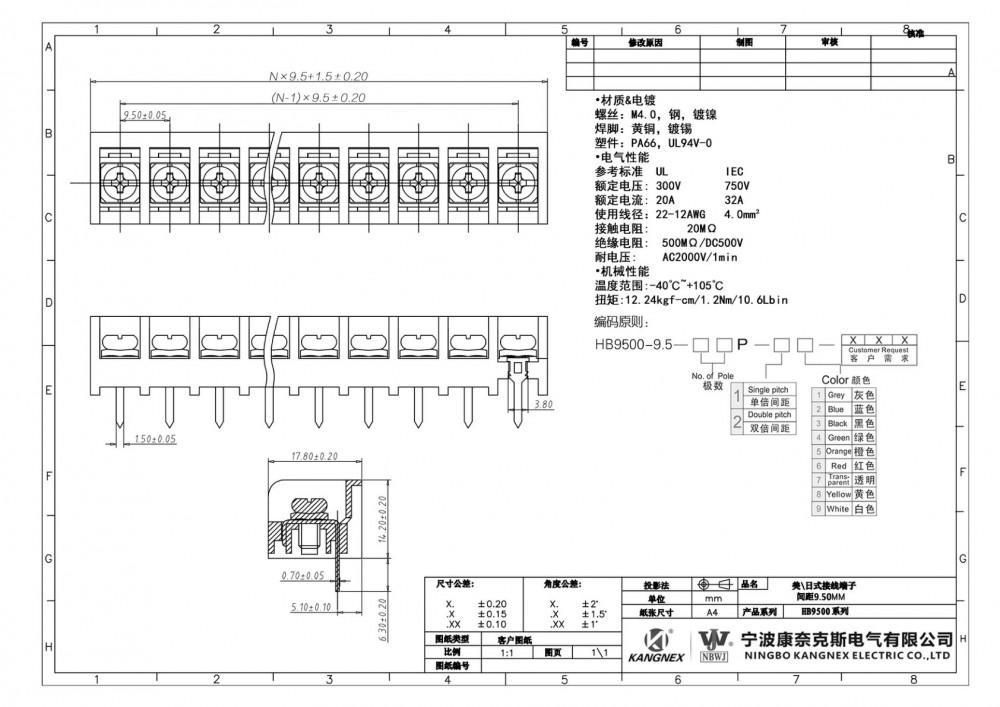 KANGNEX HB9500-9.5-12P-13-00A technical document