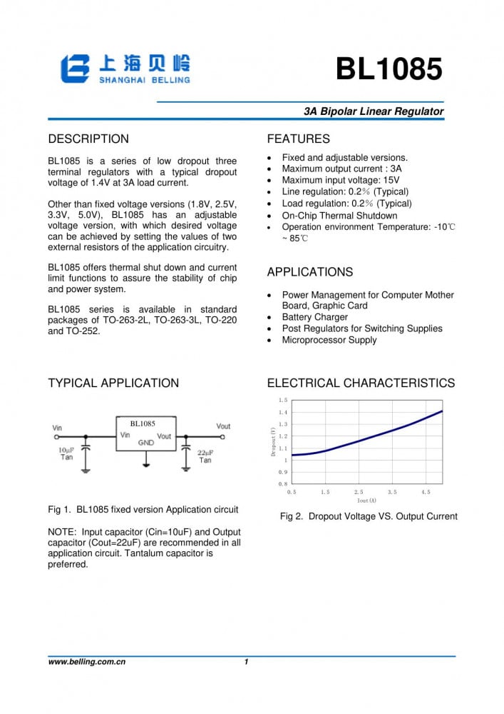 BL1085 datasheet page 1