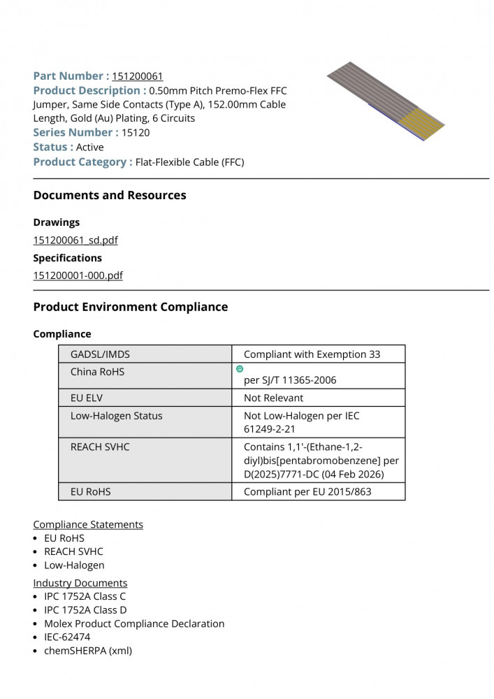 MOLEX 151200061 document image 1