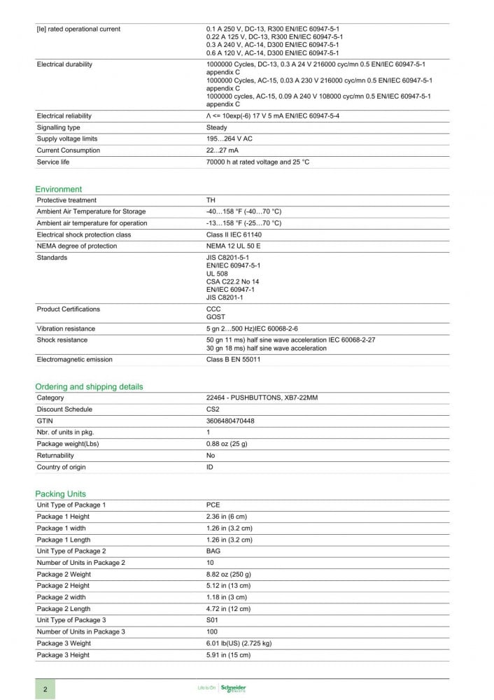 XB7NJ04M1 technical document page 2