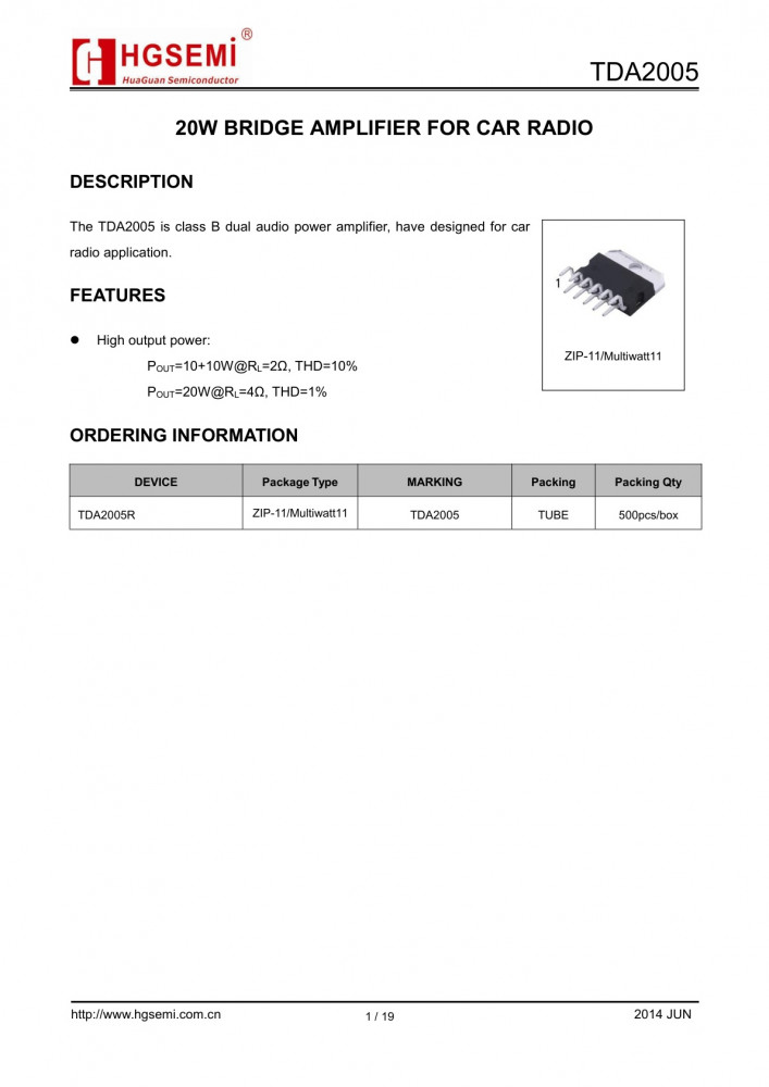 TDA2005R datasheet page 1