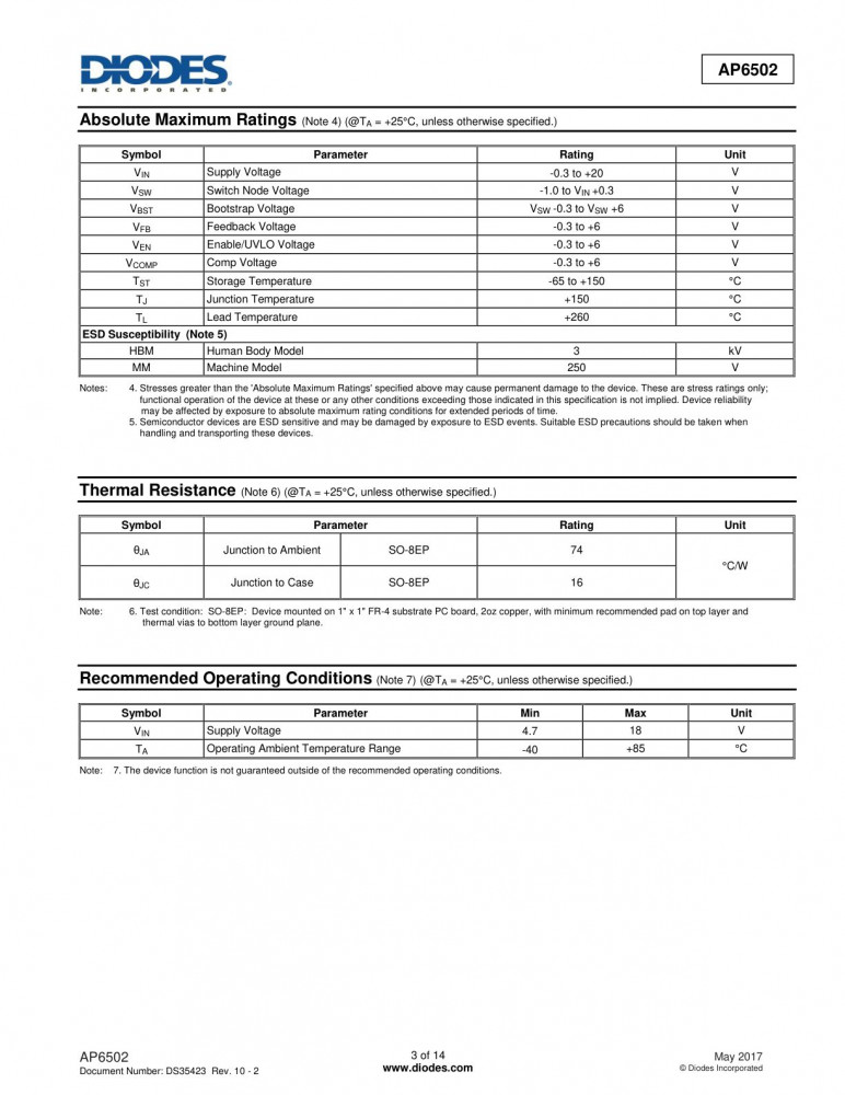 AP6502SP-13 datasheet page 3