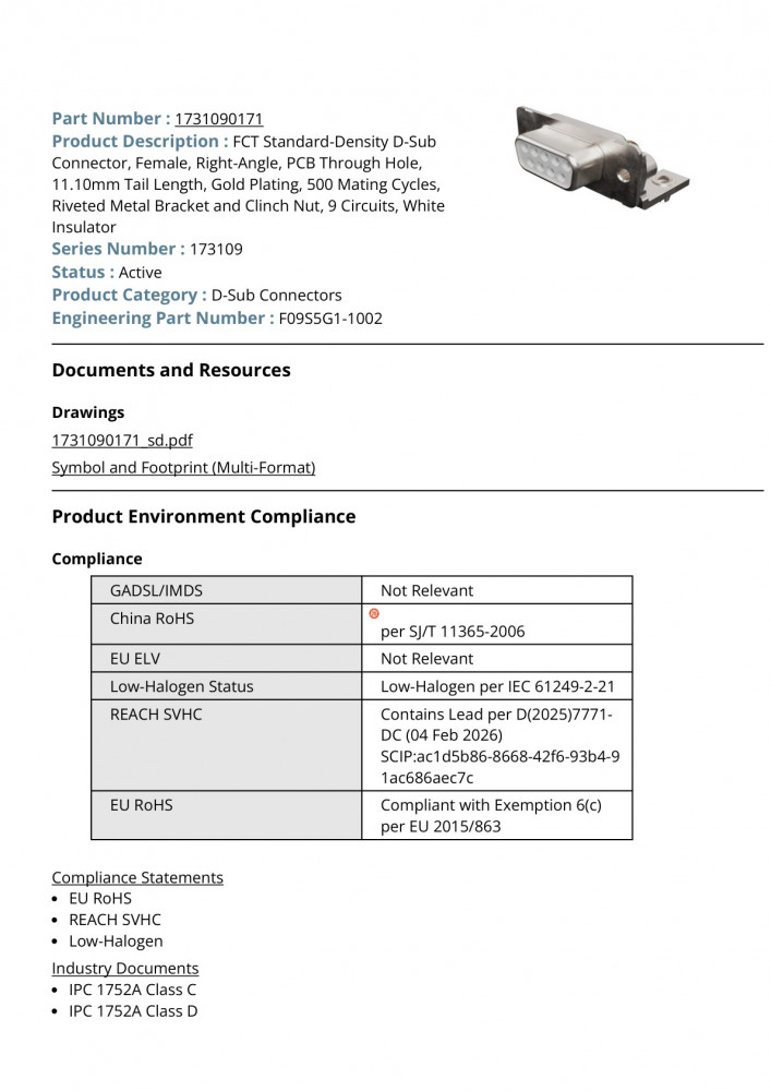 MOLEX 1731090171 document image 1