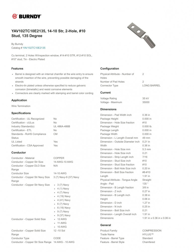 YAV102TC10E2135 technical document page 1