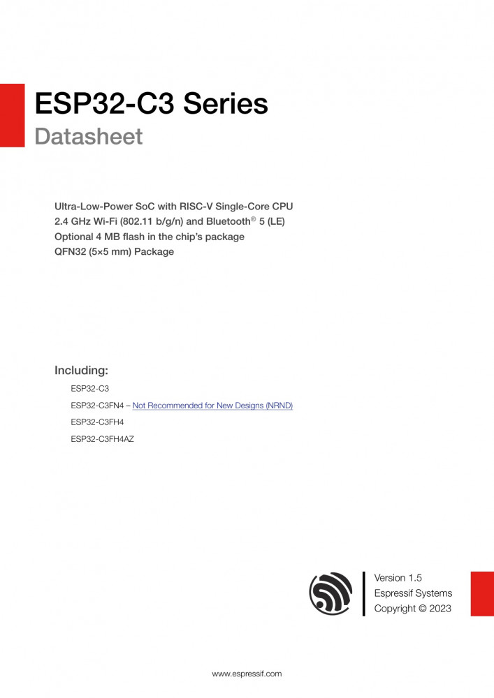 ESP32-C3 datasheet page 1