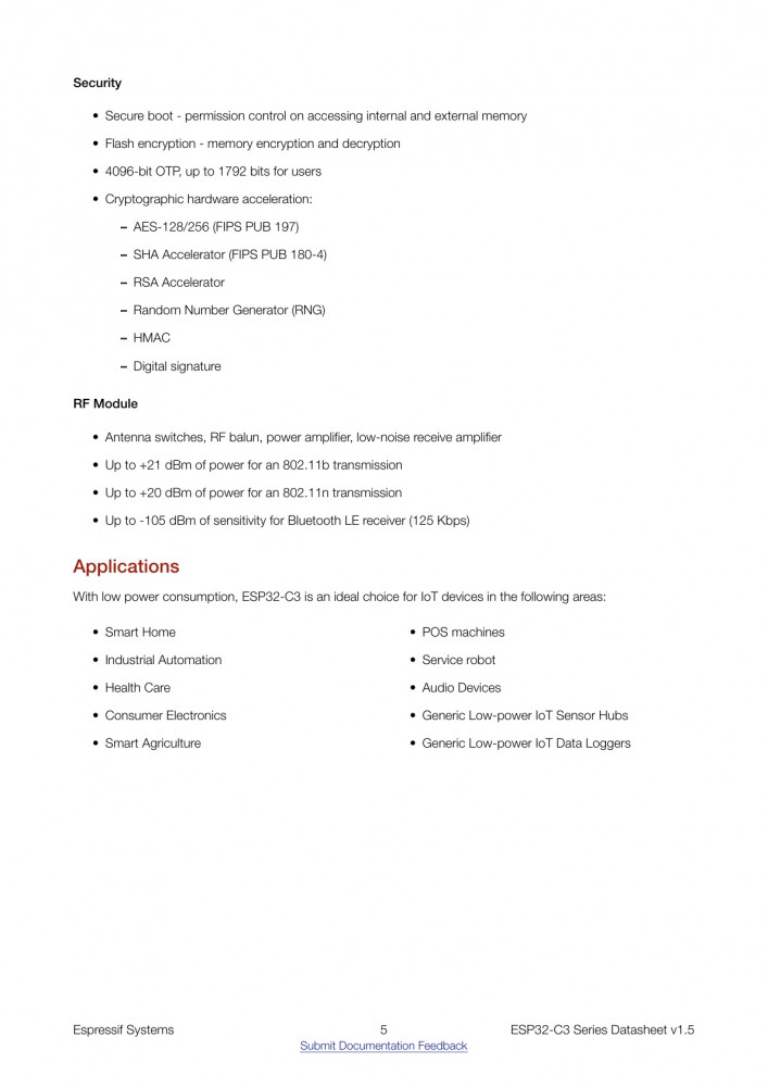 ESP32-C3 datasheet page 5
