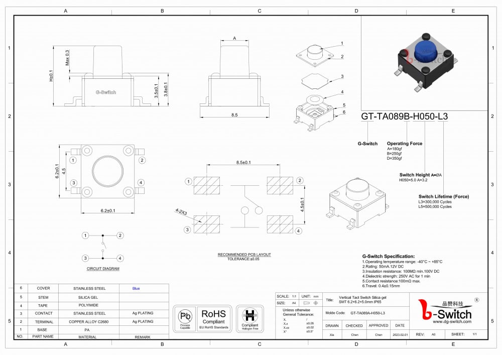 GT-TA089A-H050-L3 technical document page