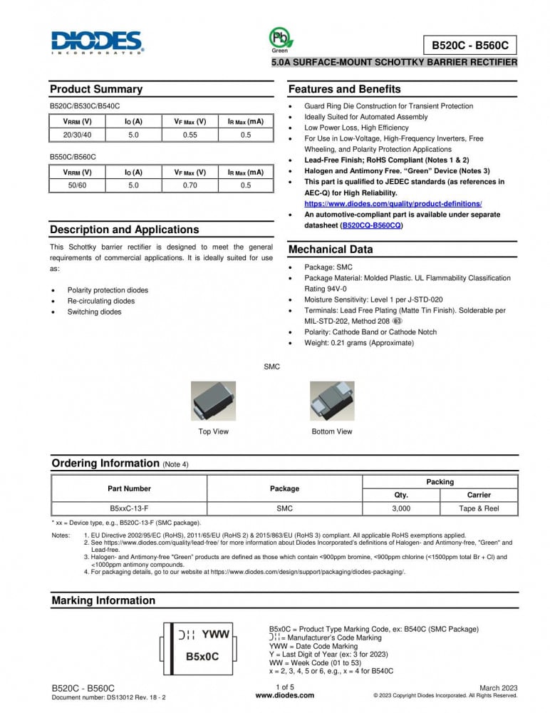 B560C-13-F datasheet page 1