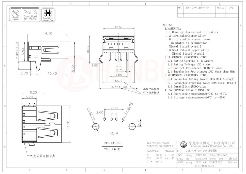 USB-U212-BWS technical document preview