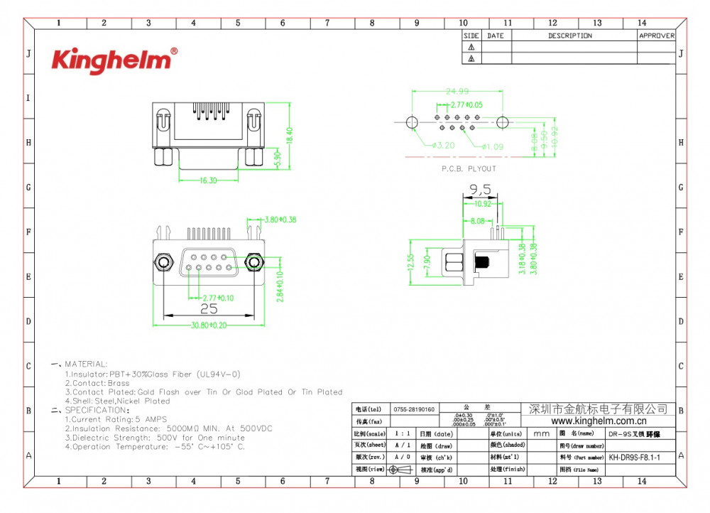 Kinghelm KH-DR9S-F8.1-1 technical drawing