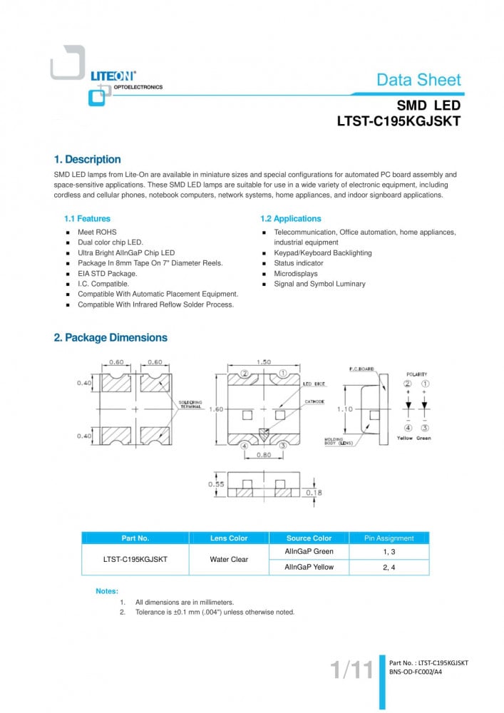LTST-C195KGJSKT datasheet page 2