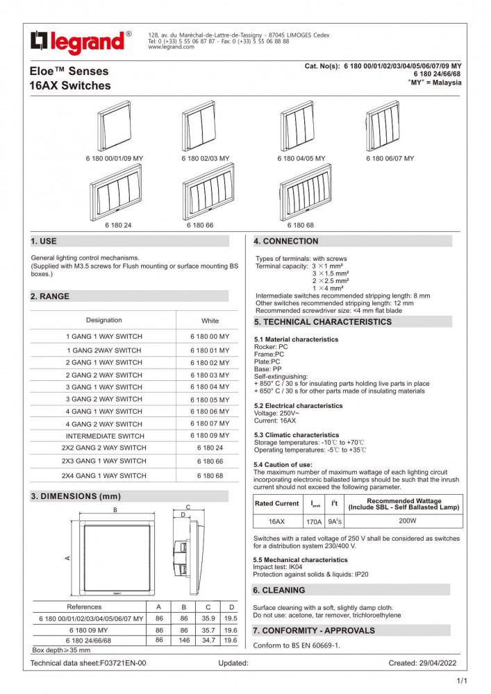 Legrand Eloe Senses 618024 technical document preview