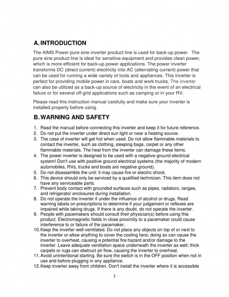 PWRI100012120S manual page 2