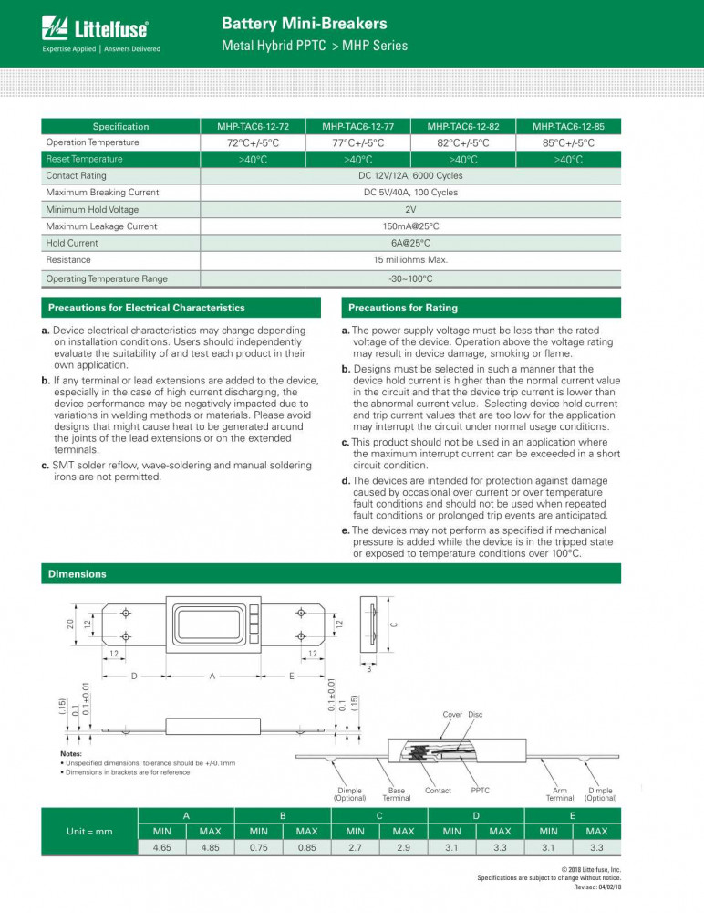MHP-TAC series technical document page 2