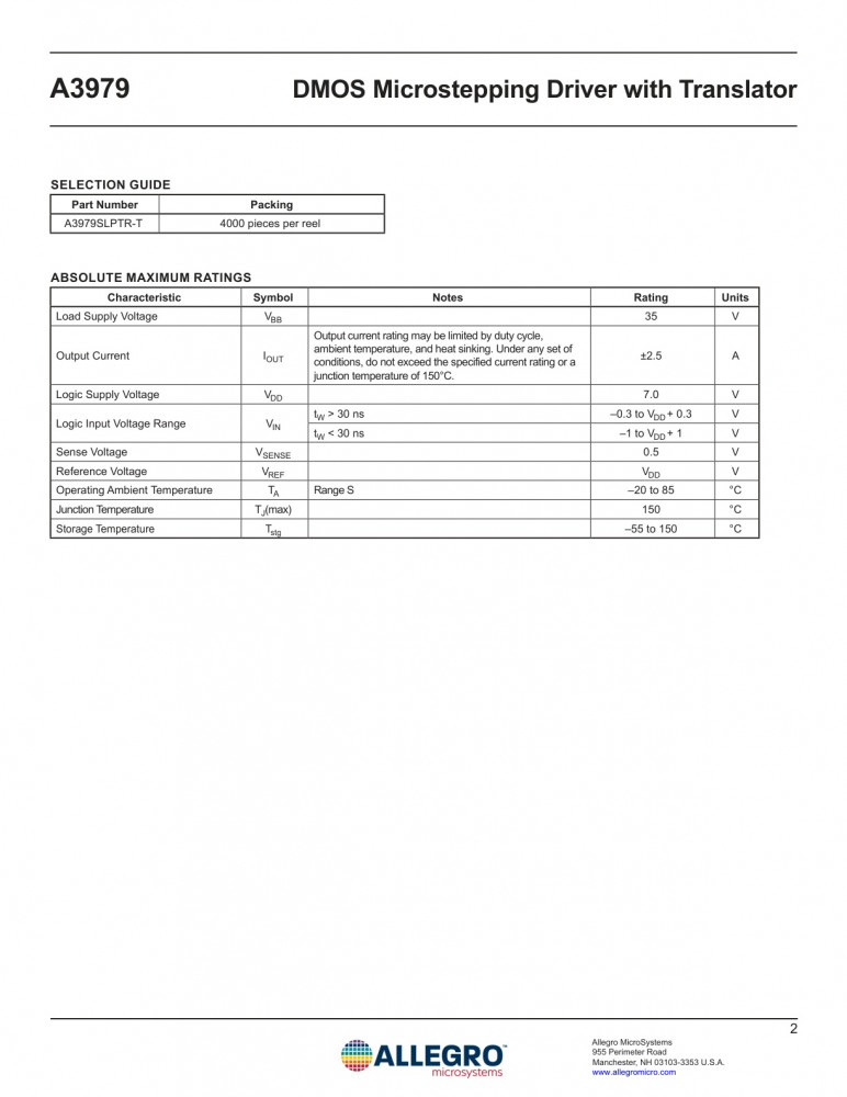 A3979 datasheet page 2