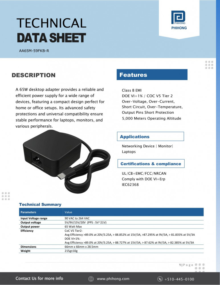 AA65M-59FKB-R technical document page 1