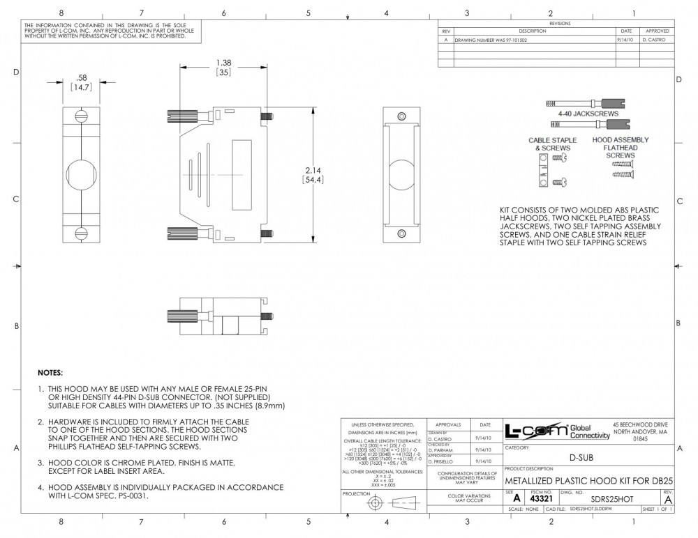 L-com SDRS25HOT technical drawing preview