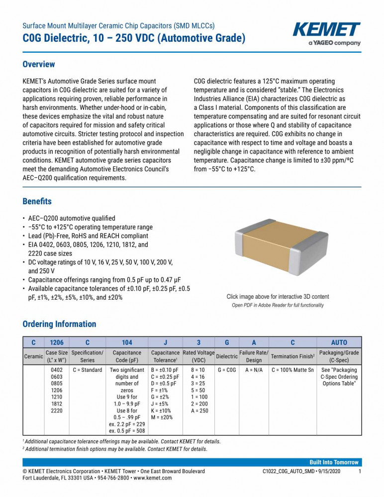 KEMET datasheet page 1