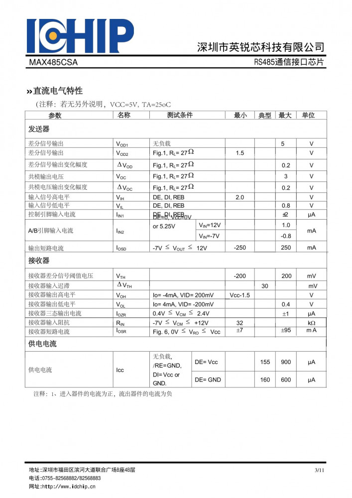 MAX485CSA datasheet page 3