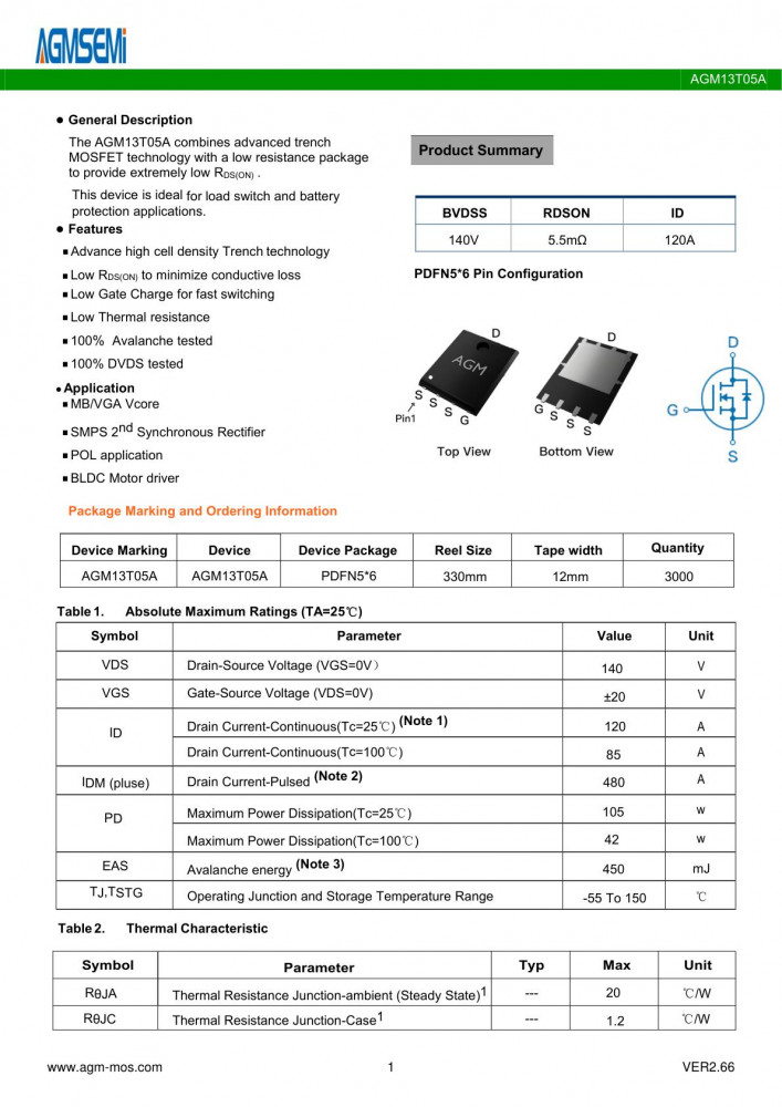 AGM13T05A datasheet page 1