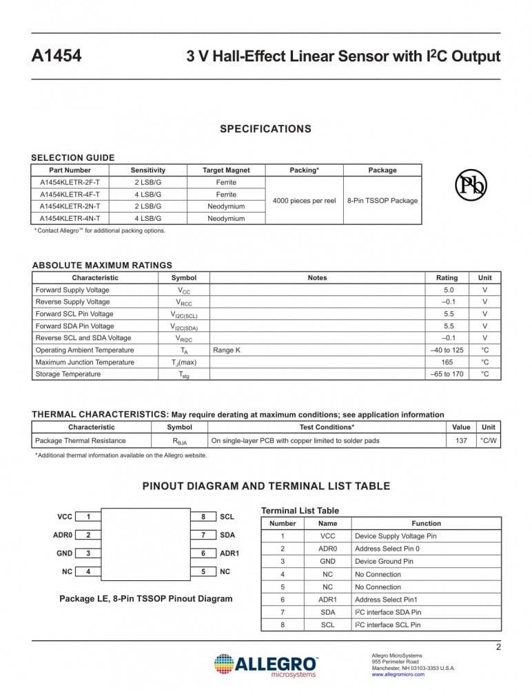 ASEK1454KLE-BB-T datasheet page 2